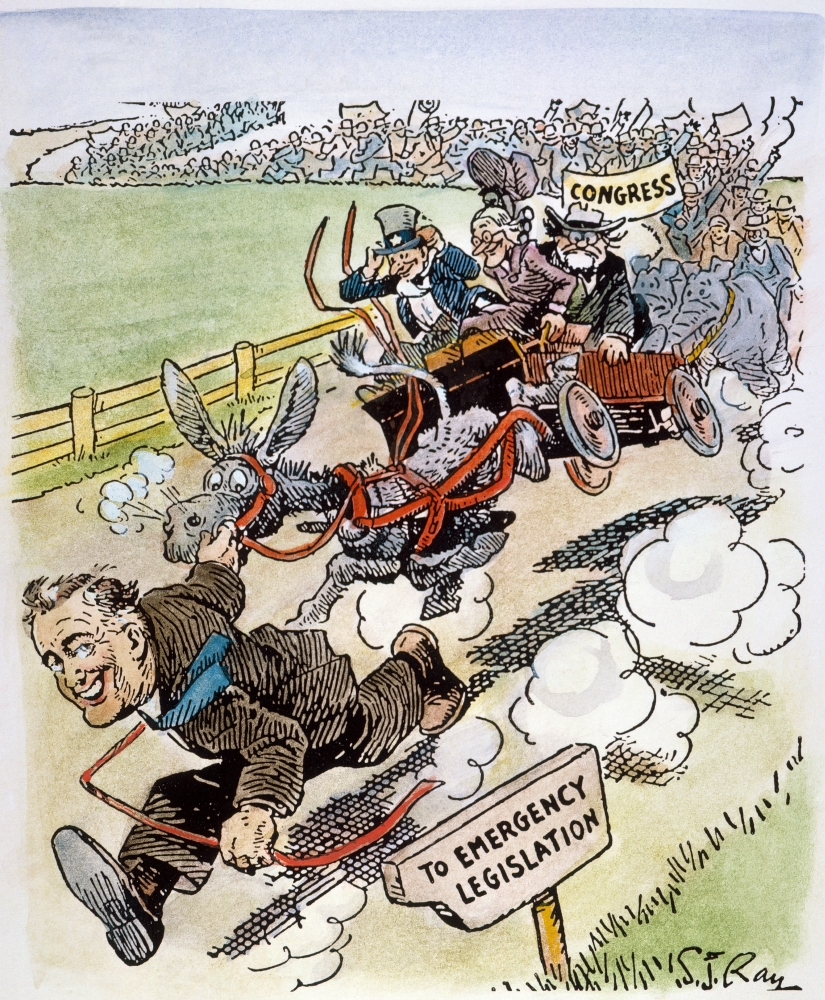 Cartoon: New Deal, 1933. /N'Looks As If The New Leadership Was Really ...