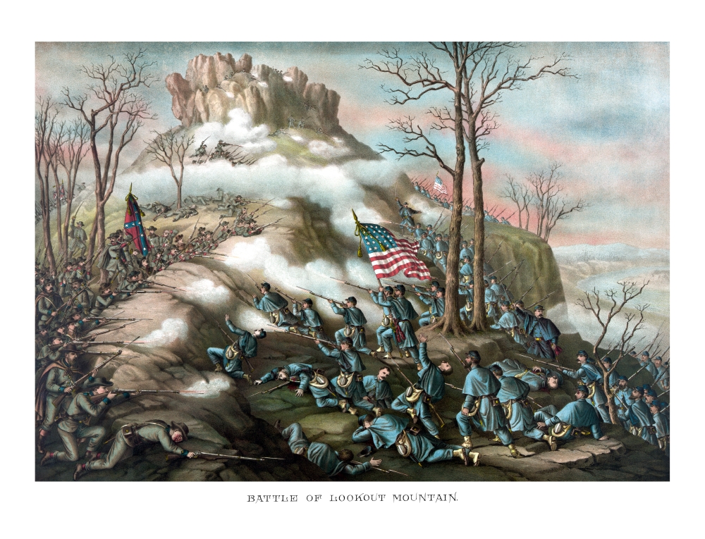 Vintage American Civil War print of The Battle of Lookout Mountain. The ...